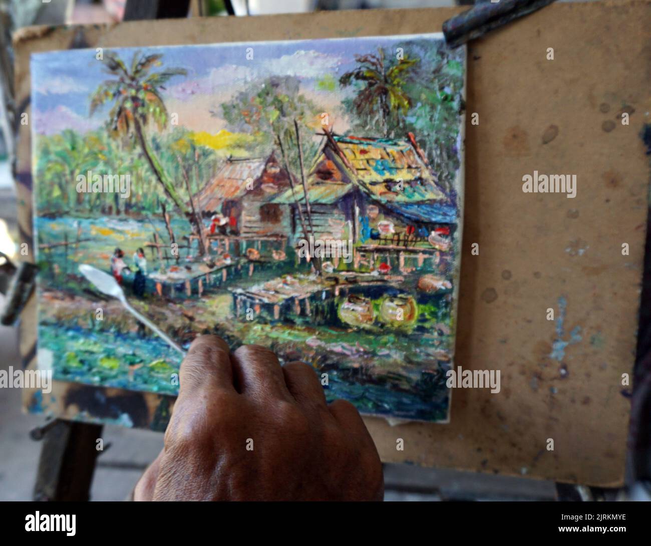 Art painting Oil color Hut Thailand Countryside , Abundance , organic ...