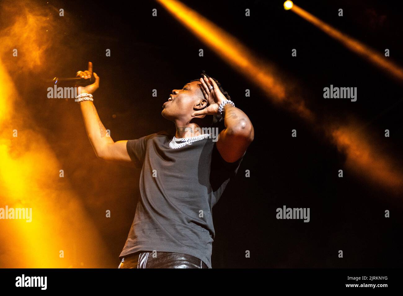 Yung Bleu performs at Concord Pavilion on August 23, 2022 in Concord ...