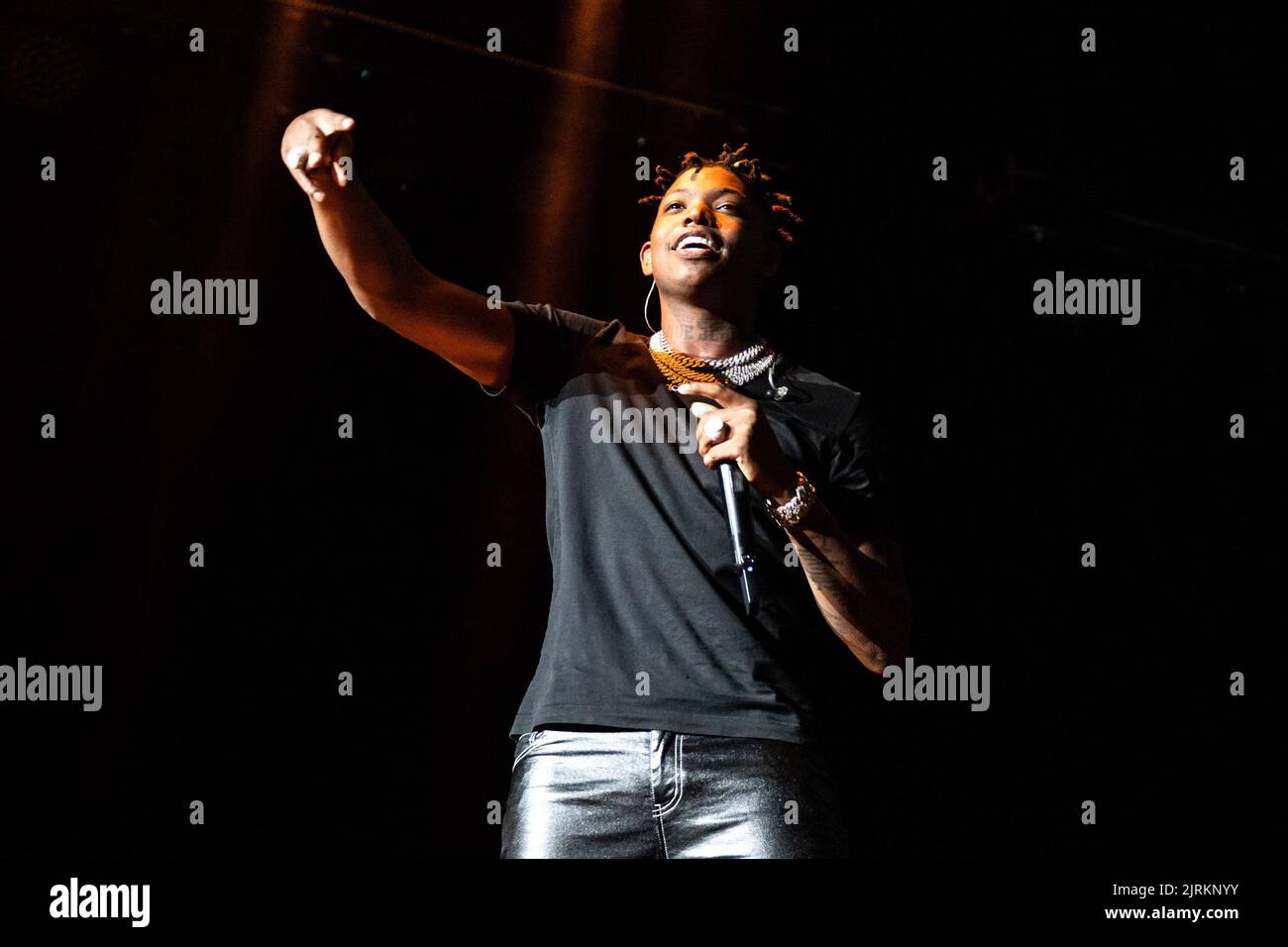 Yung Bleu performs at Concord Pavilion on August 23, 2022 in Concord ...