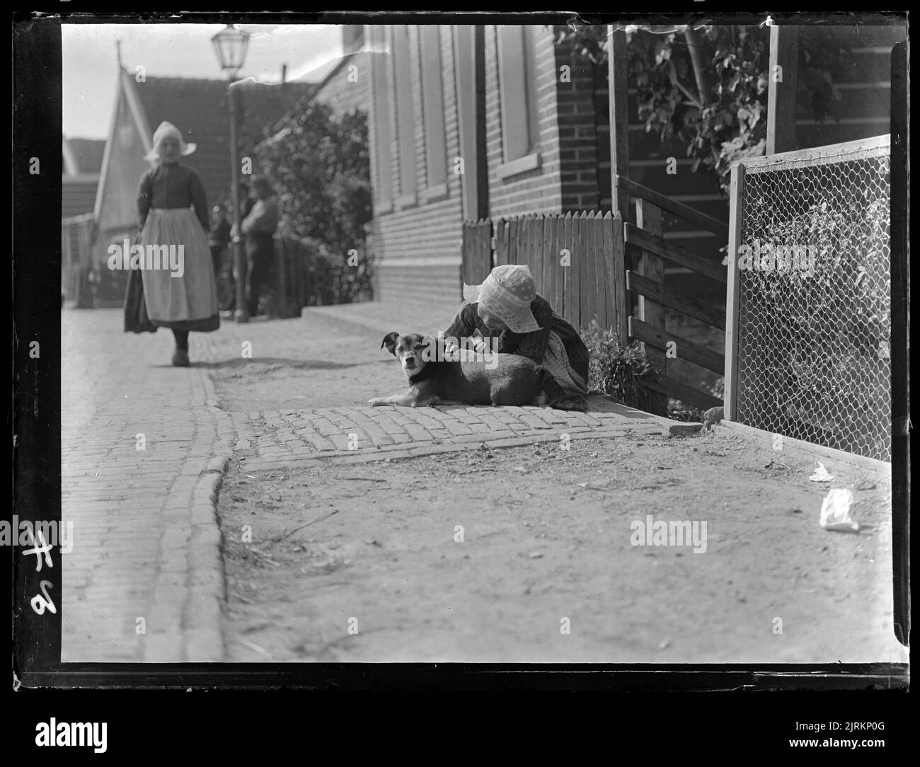 Girl with dog on street, the Netherlands, 1906-1917, Netherlands, by ...