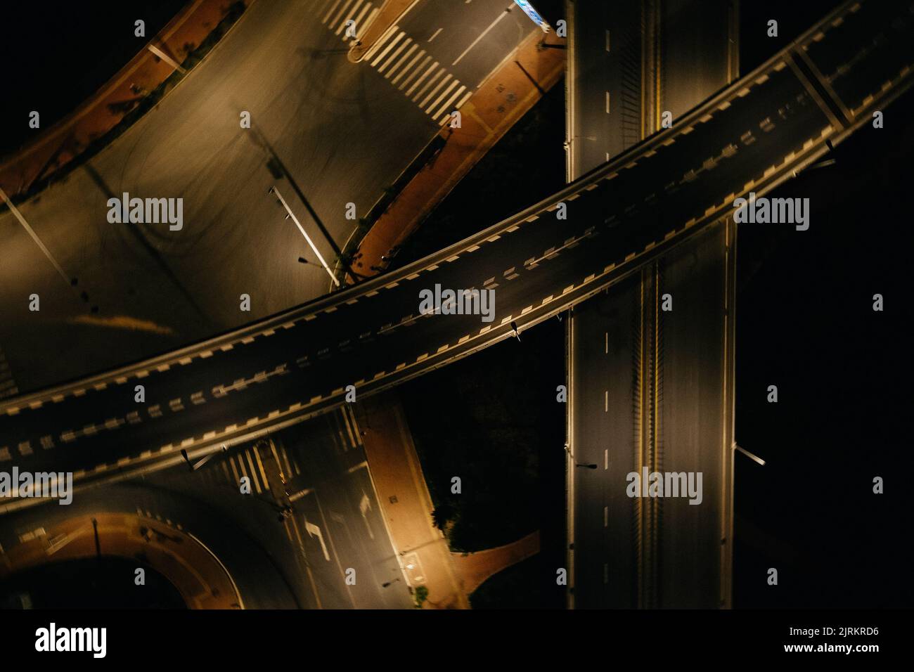 Aerial view of empty highways at night Stock Photo - Alamy