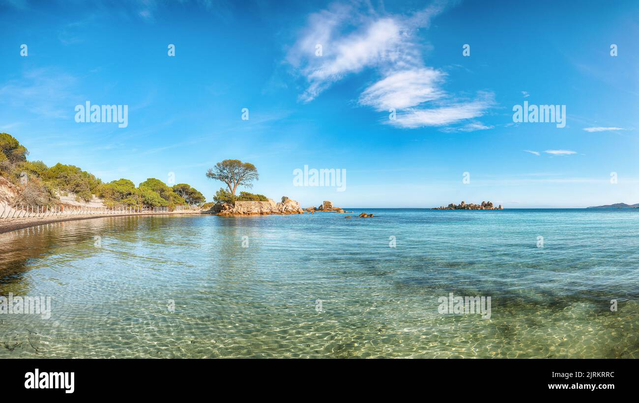 Marvelous view of Palombaggia and Tamaricciu beaches. Famous travel ...