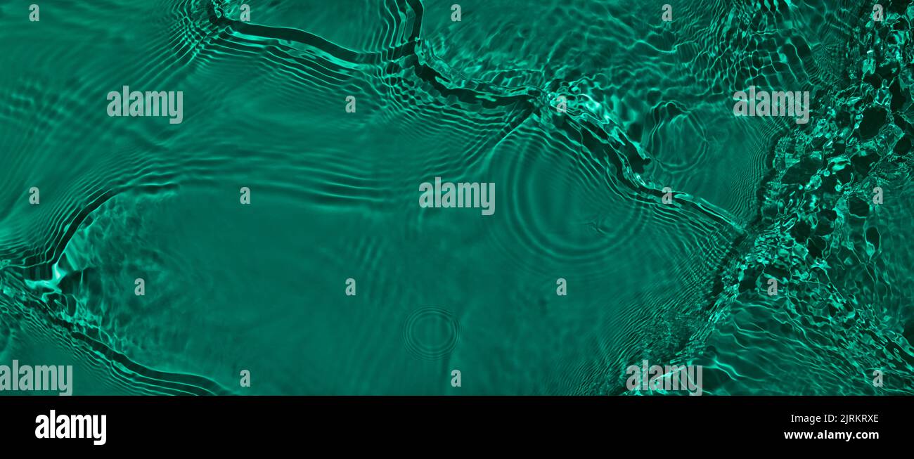 transparent dark green clear calm water wave surface texture banner ...