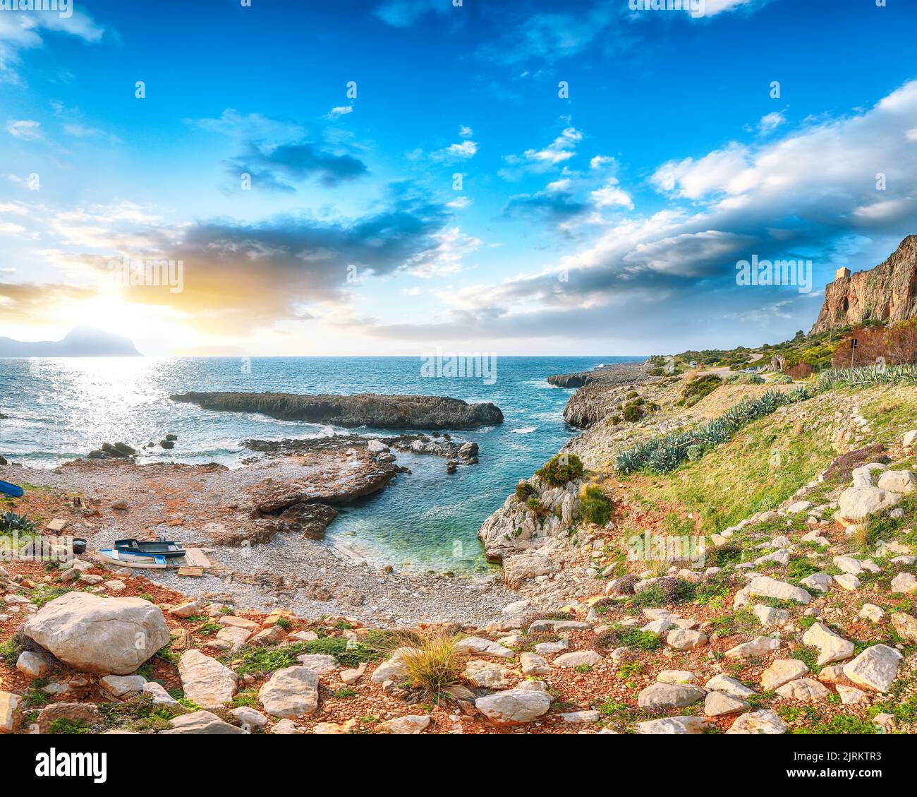 Stunning seascape of Isolidda Beach near San Vito cape. Popular travel ...