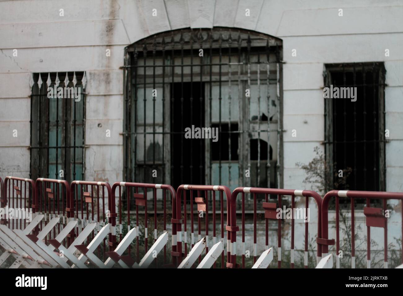A steel fence on the building Stock Photo - Alamy