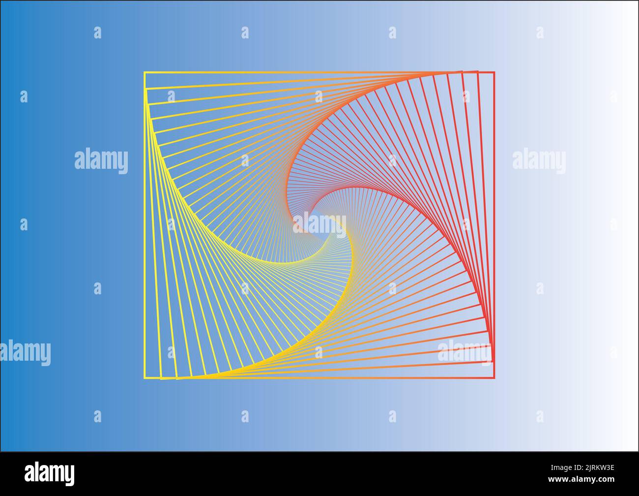 The yellow and red spiral patterns on a blue gradient background Stock ...