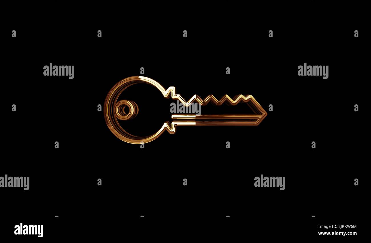 Cyber security and password safety with Key golden metal shine symbol ...