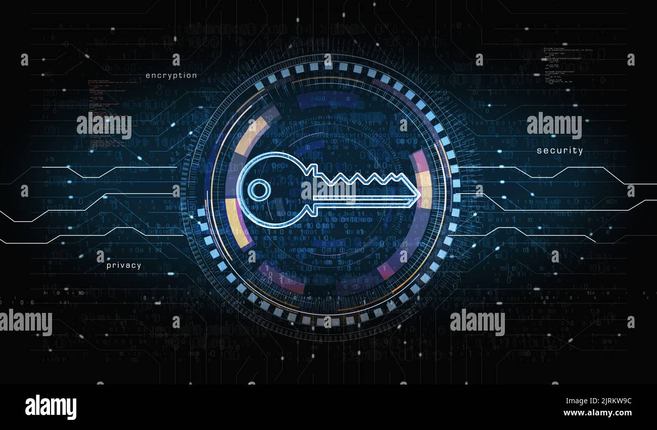 Cyber security and password safety with Key symbol digital concept ...