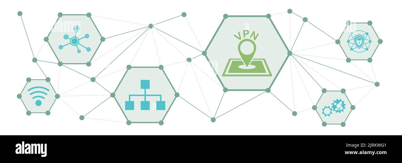 Concept of vpn with connected icons Stock Photo - Alamy