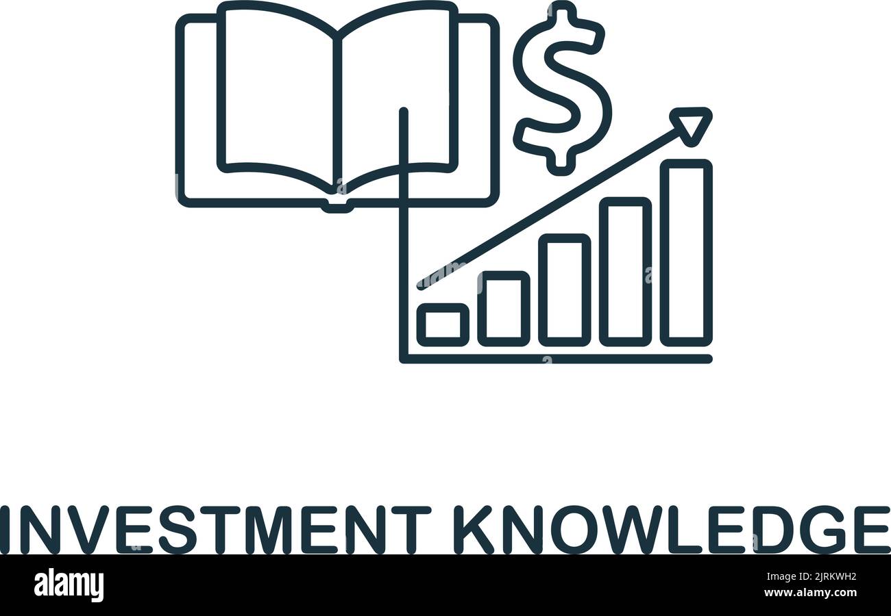 Investment Knowledge icon line. Simple element stock market symbol for ...