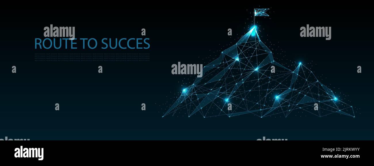 Business achievement, goal, path to success, vector poster banner ...