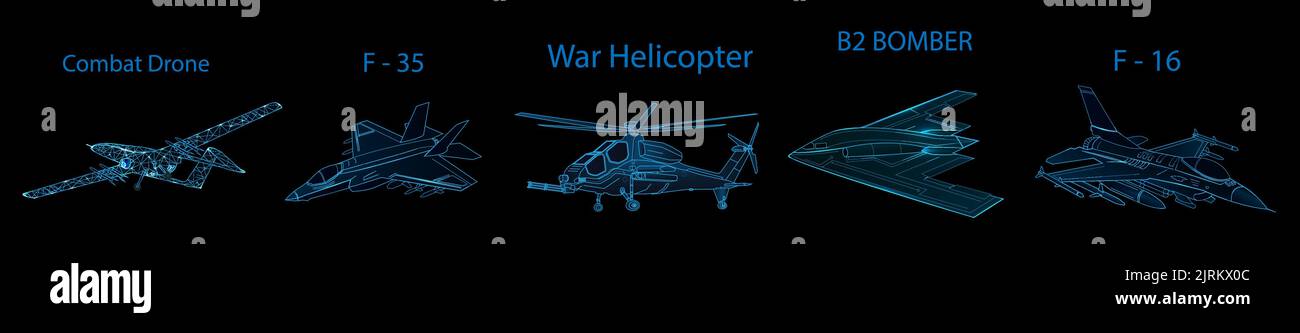 Combat drone, F35 Multirole Aircraft, War Helicopter, F16 Fighter Jet ...