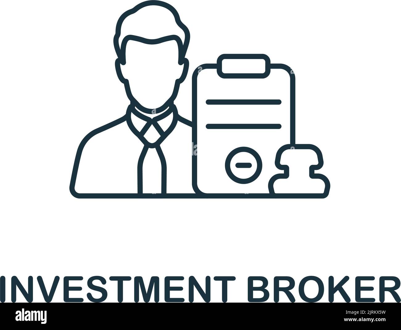 Investment Broker icon line. Simple element stock market symbol for ...