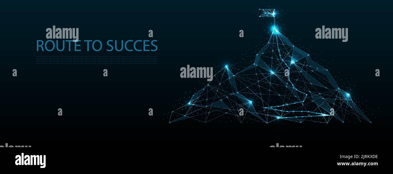Business achievement, goal, path to success, vector poster banner ...