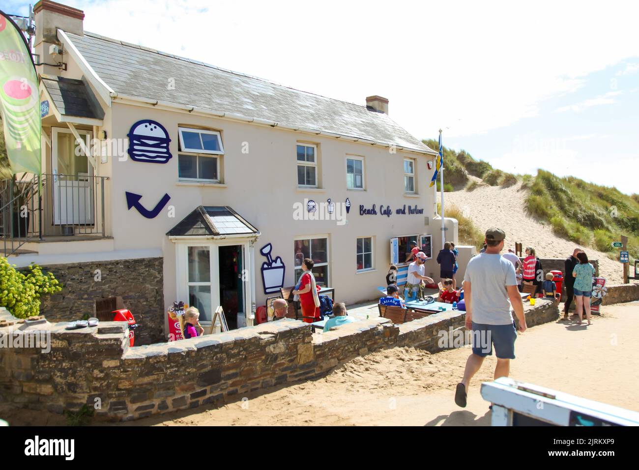 Beach Café & Parlour at Croyde Bay beach, Braunton, Devon, England, UK, August 2022 Stock Photo ...