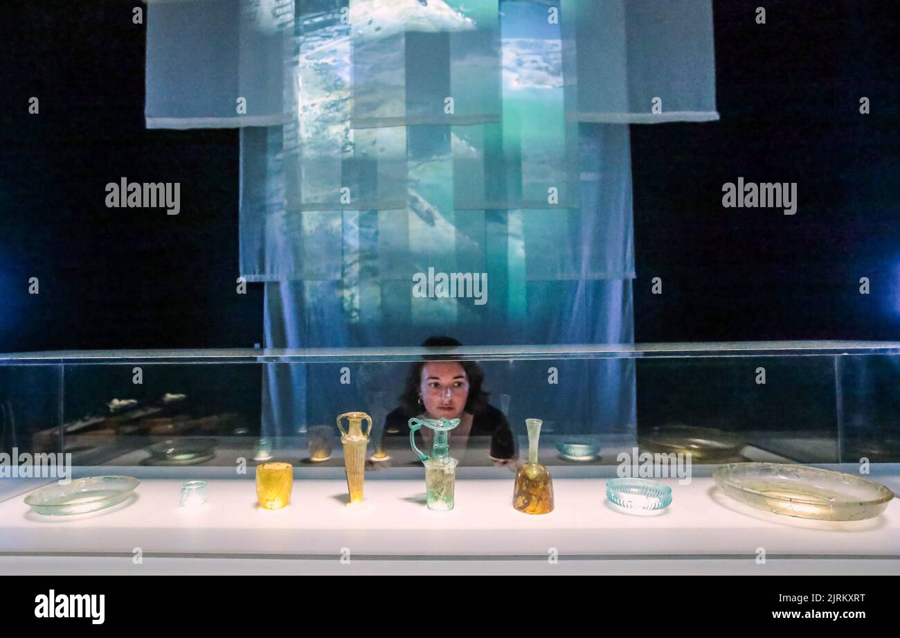 London UK 25 August 2022 From Left to Right, Roman bowl, AD 200 – 400 ...