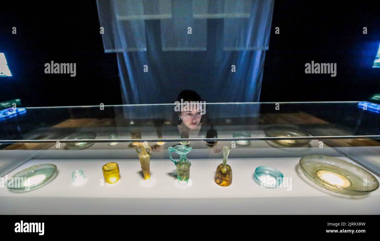 London UK 25 August 2022 From Left to Right, Roman bowl, AD 200 – 400 ...