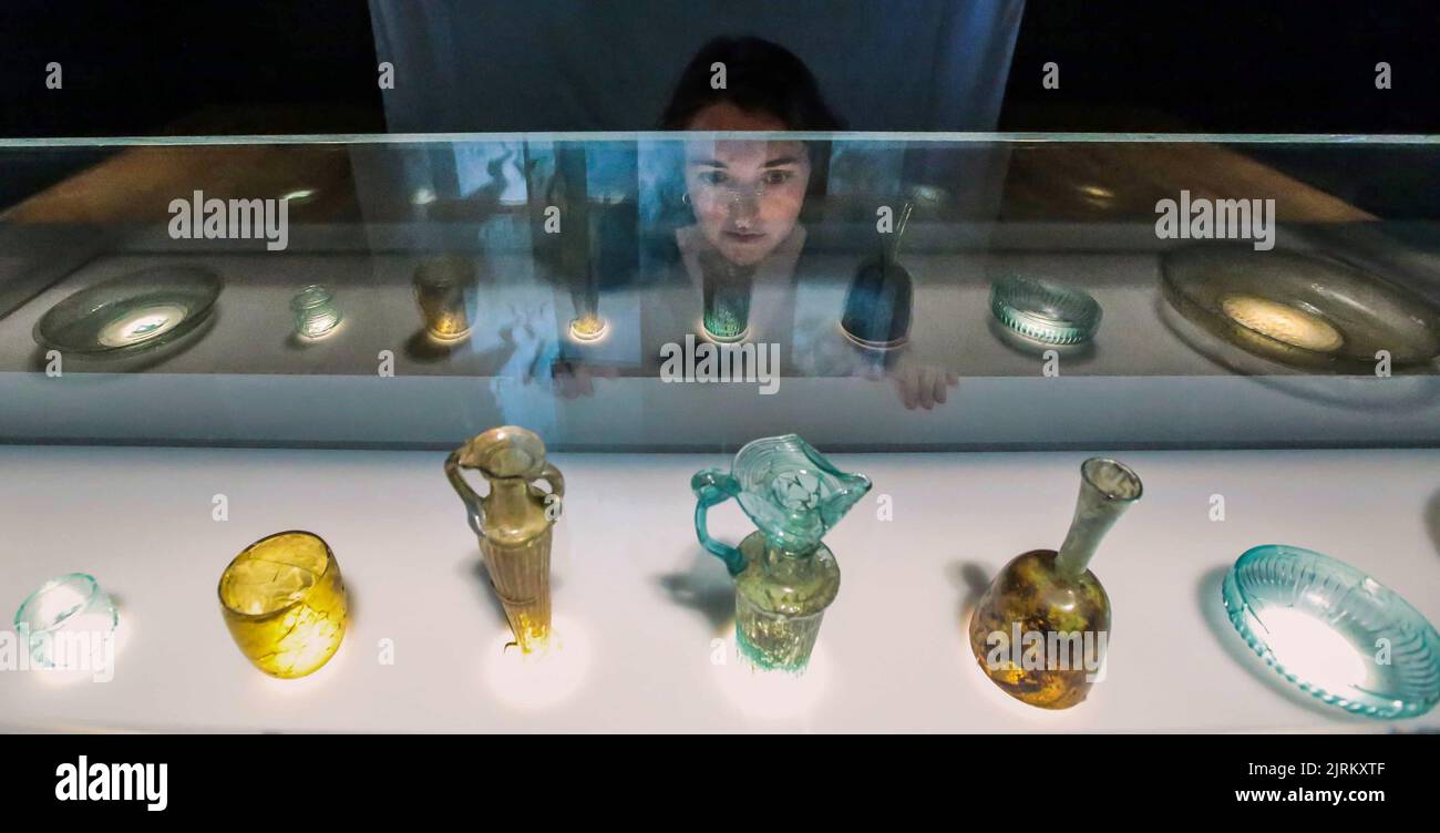 London UK 25 August 2022 From Left to Right Byzantine cup, AD 500 – 700 ...