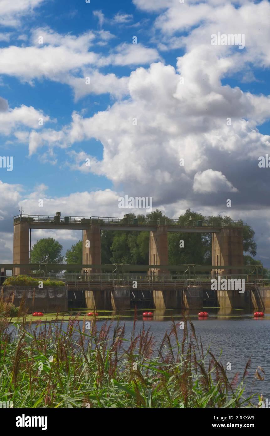 architecture in landscape, Denver Sluice England waterway Stock Photo ...