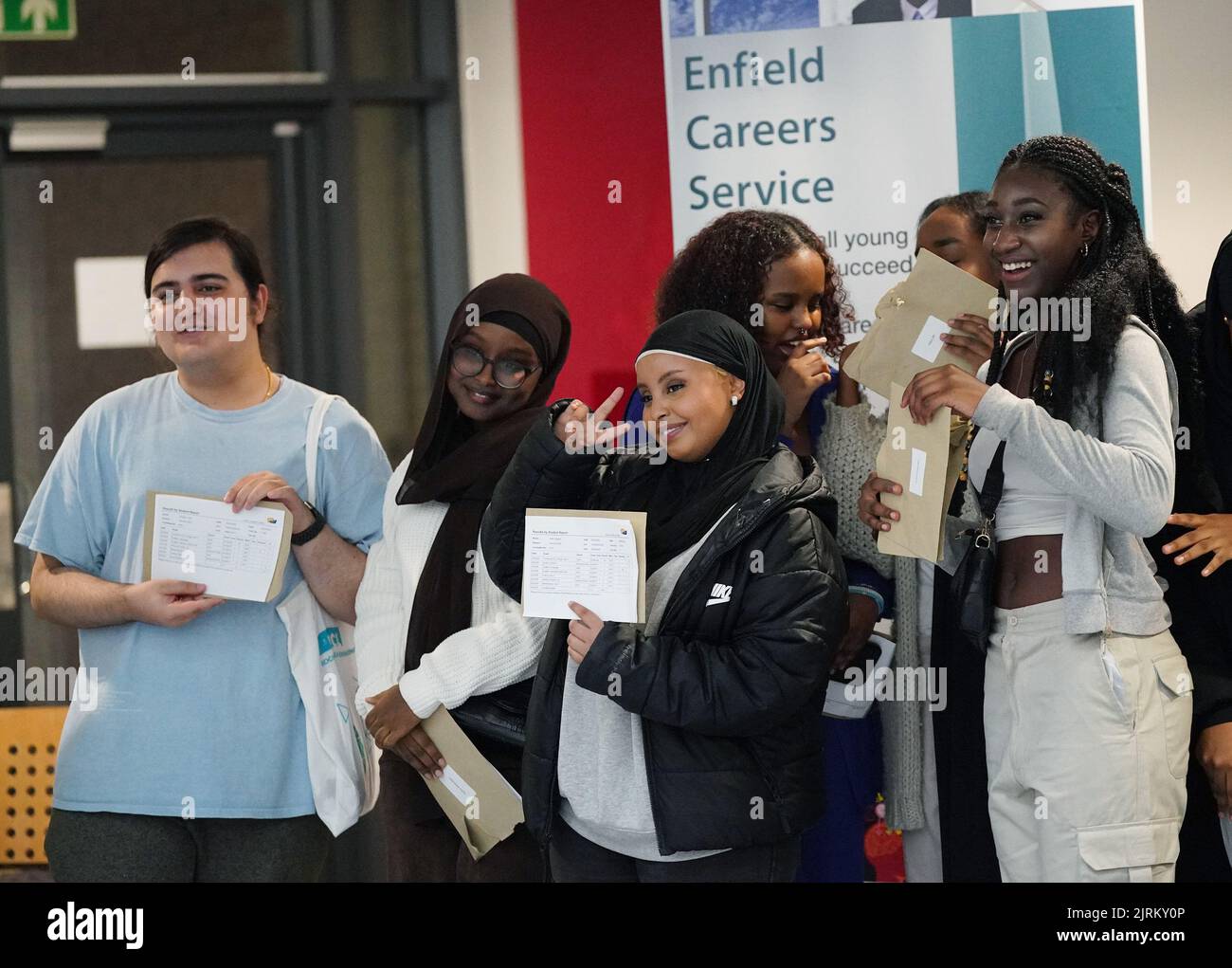 Pupils receiving their GCSE results at the Oasis Academy Hadley in ...