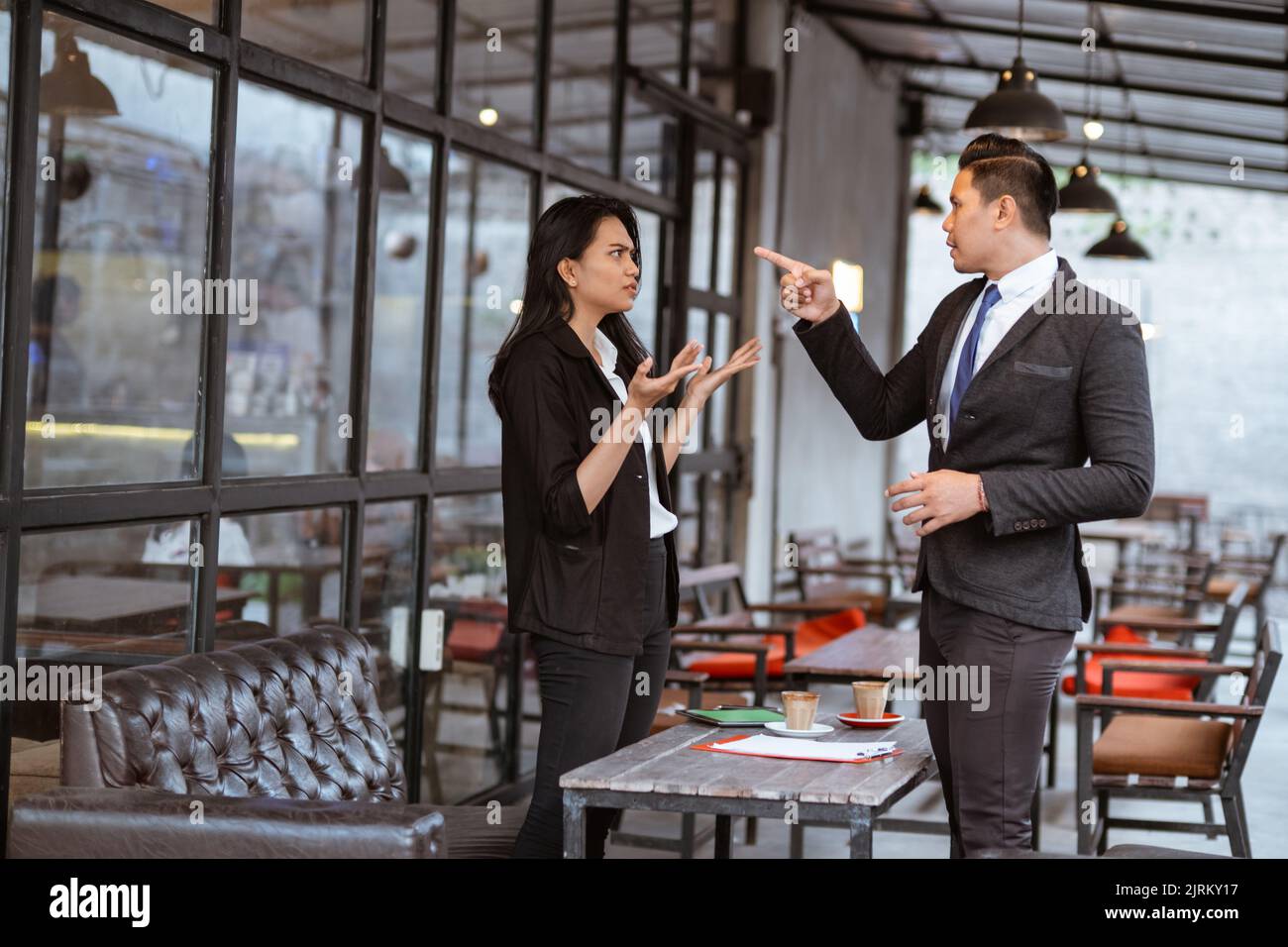 business people having an argument during meeting with partner Stock ...