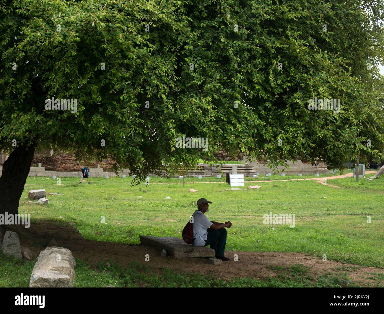 Senior person setting under the Indian Jujube tree at Hampi state ... Senior person setting under the Indian Jujube tree at Hampi state ...