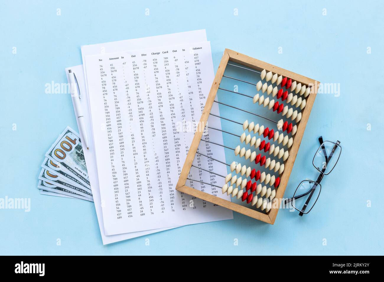Business income calculations with accounting wooden abacus Stock Photo ...