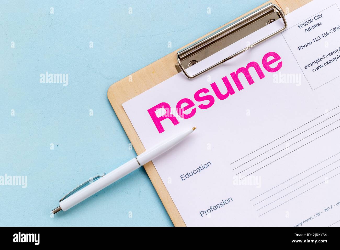 Searhing for a new job. Resume application form on office table Stock ...