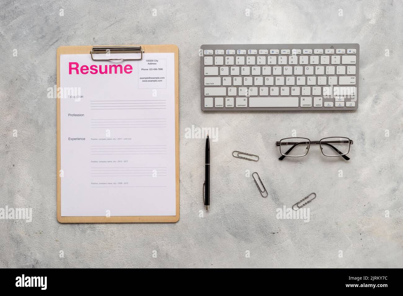 We are hiring. Resume application form ready to be reviewed Stock Photo ...