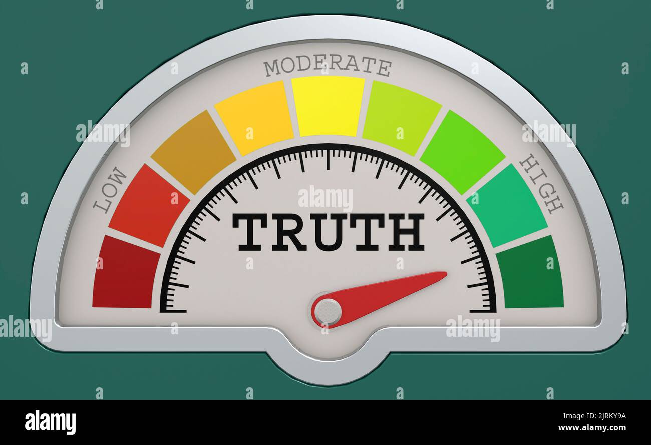 Truth measuring scale with color indicator, 3d rendering Stock Photo ...