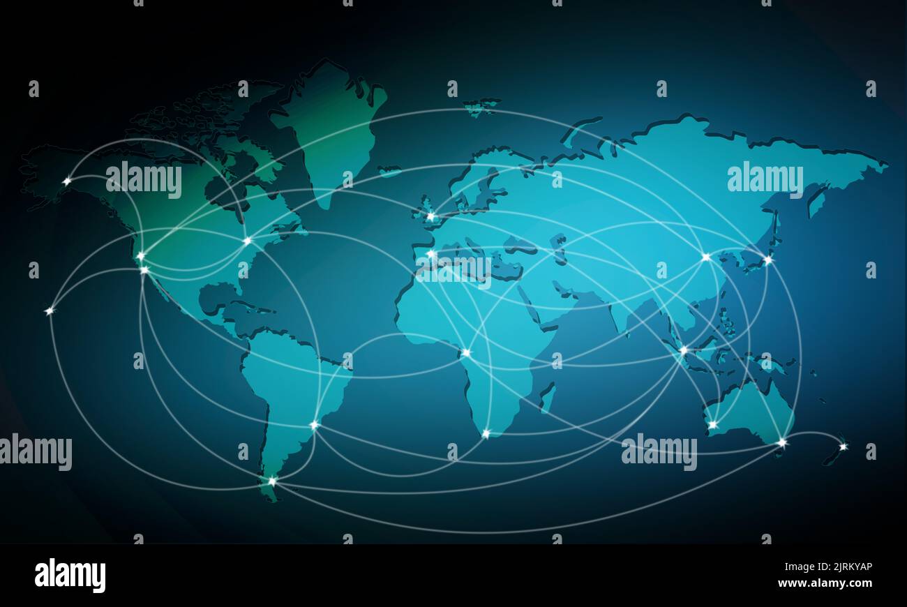 World map with destination marker dots, 3d rendering Stock Photo - Alamy