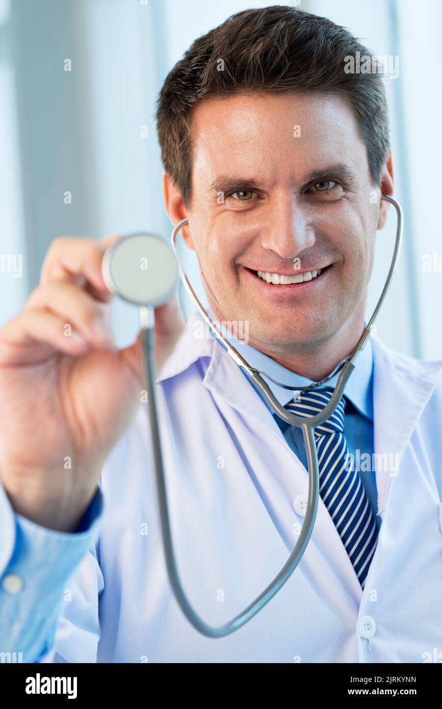 Portrait of happy handsome doctor with stethoscope Stock Photo - Alamy