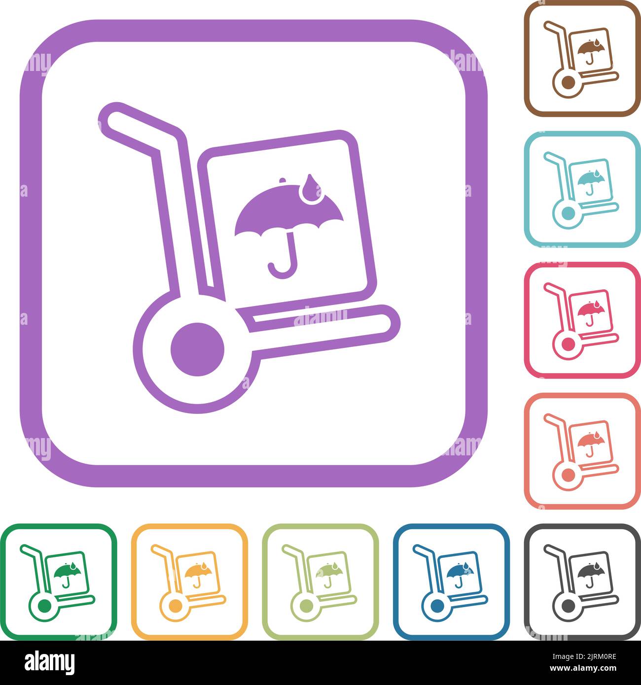 not waterproof parcel delivery outline simple icons in color rounded ...