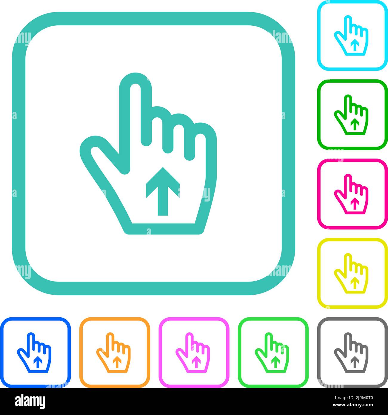 Hand cursor up outline vivid colored flat icons in curved borders on ...