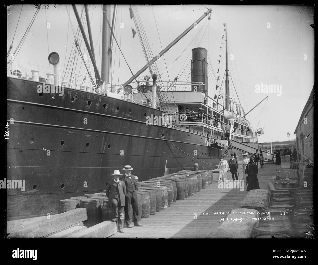 S.S. Manuka at Dunedin Wharf, circa 1904, Dunedin, by Muir & Moodie ...