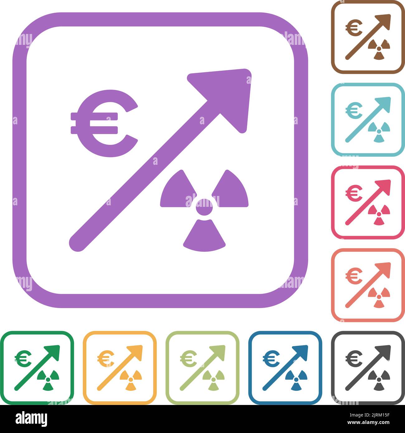 Rising nuclear energy european Euro prices simple icons in color ...