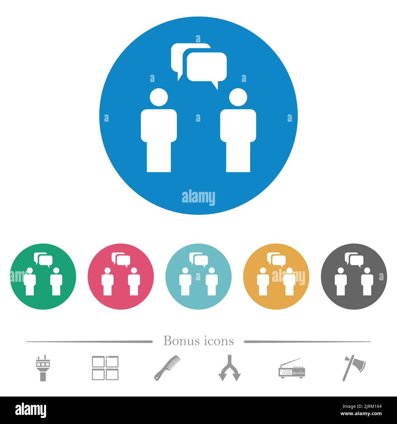 Two talking persons with rounded square bubbles solid flat white icons ...