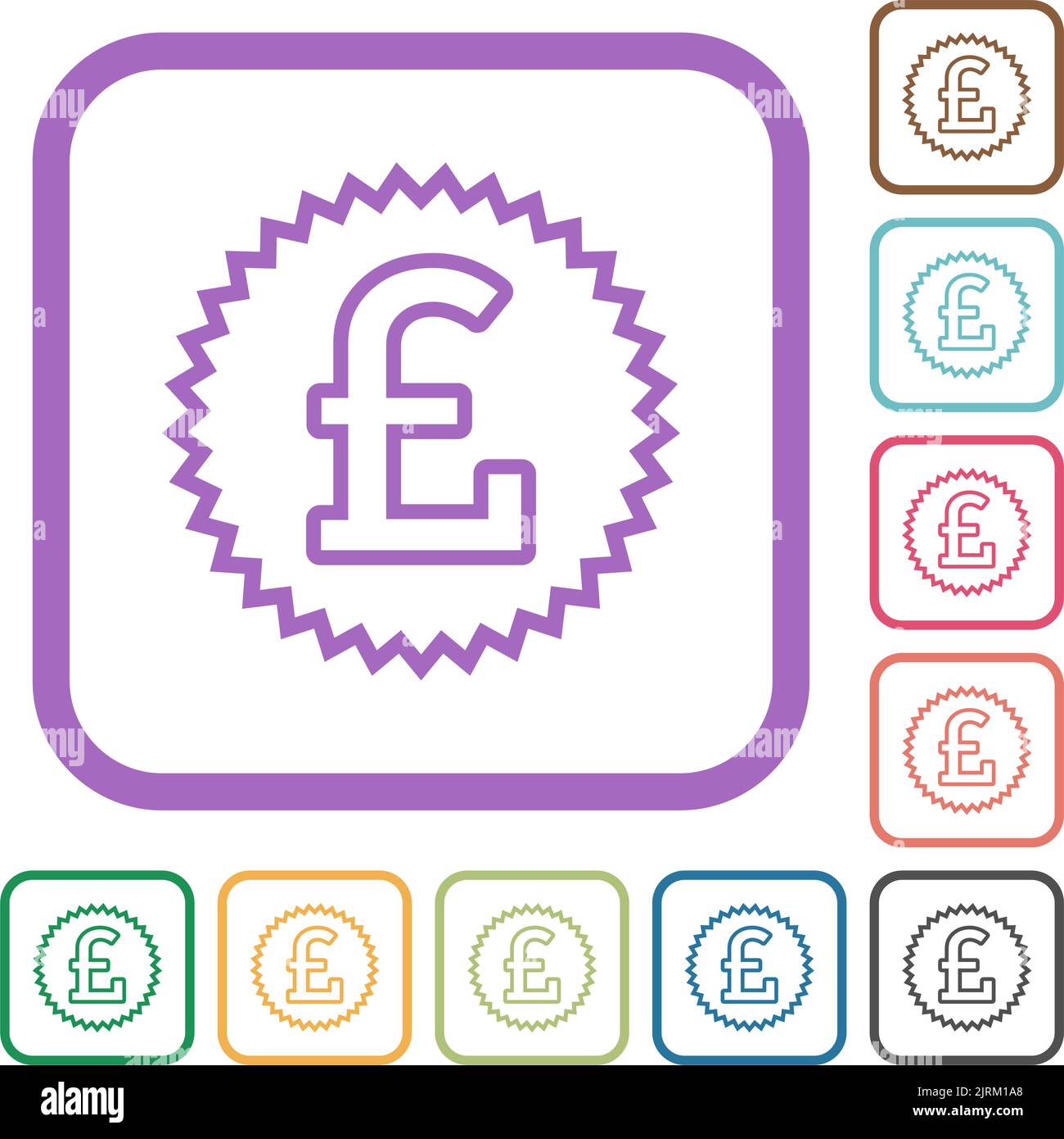 English Pound sticker alternate simple icons in color rounded square ...