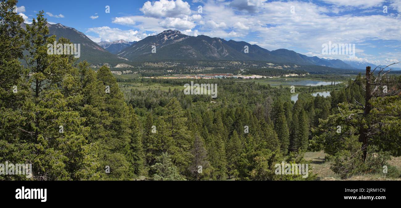 View of Radium Hot Springs from Red Rock Road in British Columbia ...