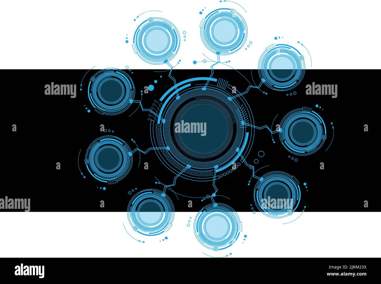 Hi tech modern tech stage or room with digital architecture circuit ...