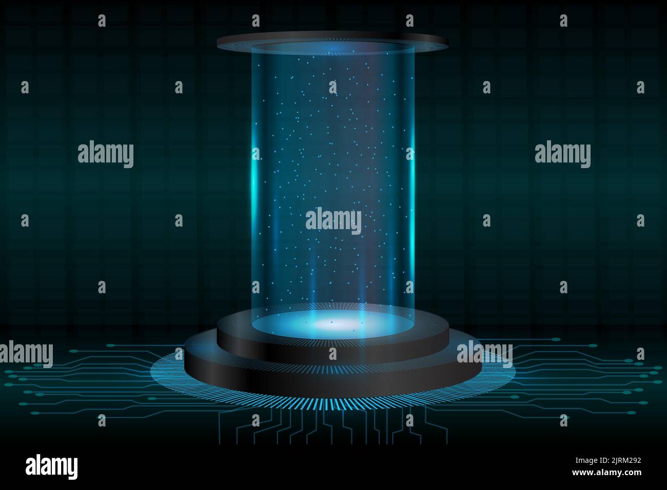 Hi tech modern tech stage or room with digital architecture circuit ...