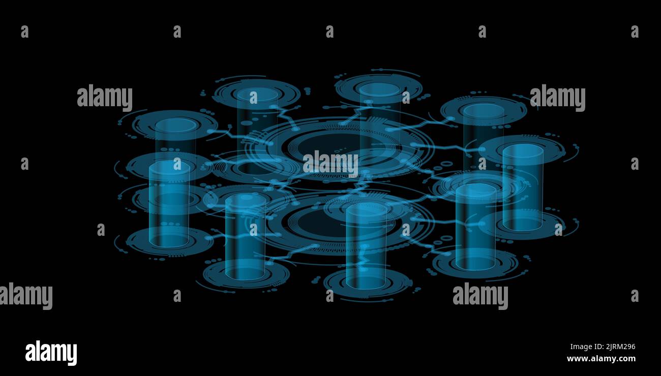 Hi tech modern tech stage or room with digital architecture circuit ...