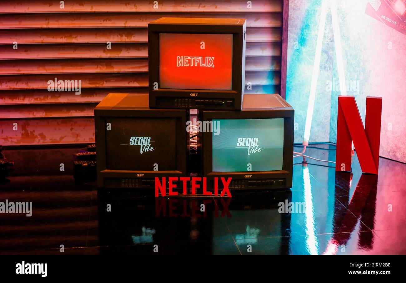 Netflix logo on old type of monitors, August 23, 2022 : The Netflix ...