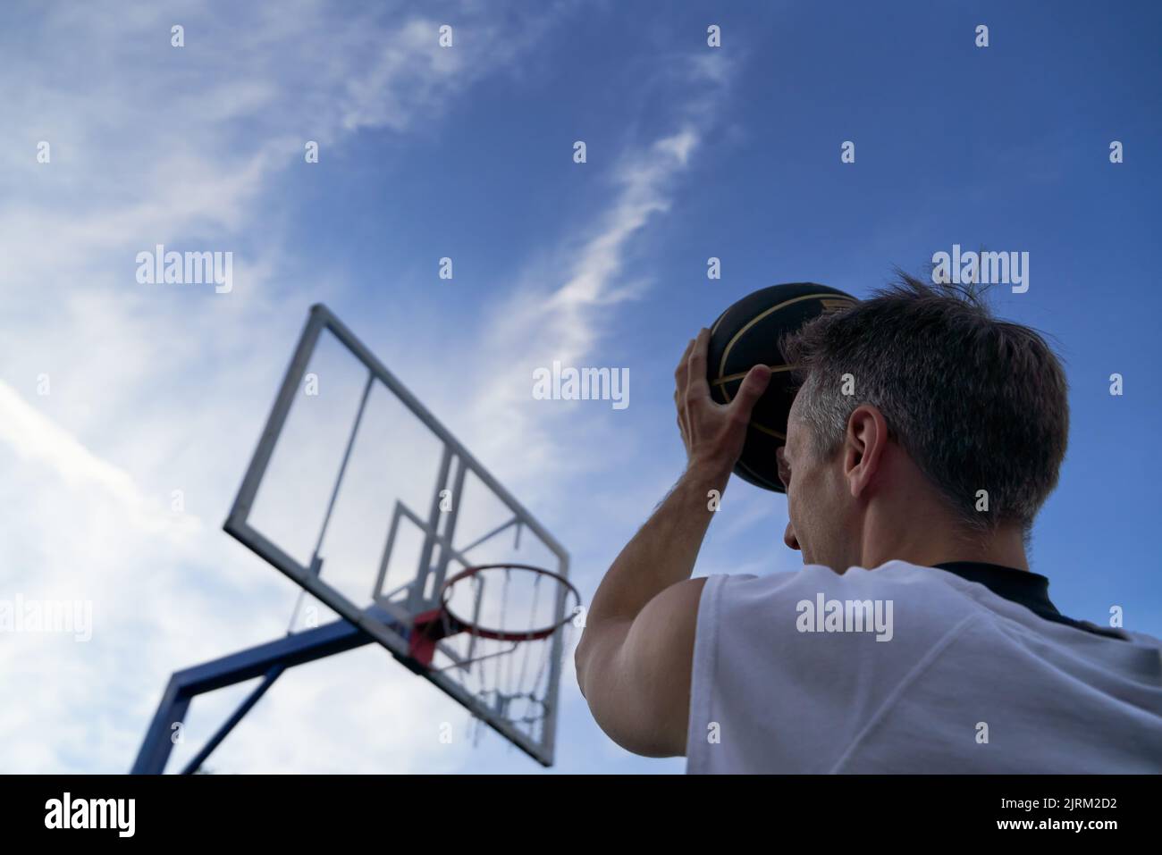 Basketball backboard on background building hi-res stock photography ...