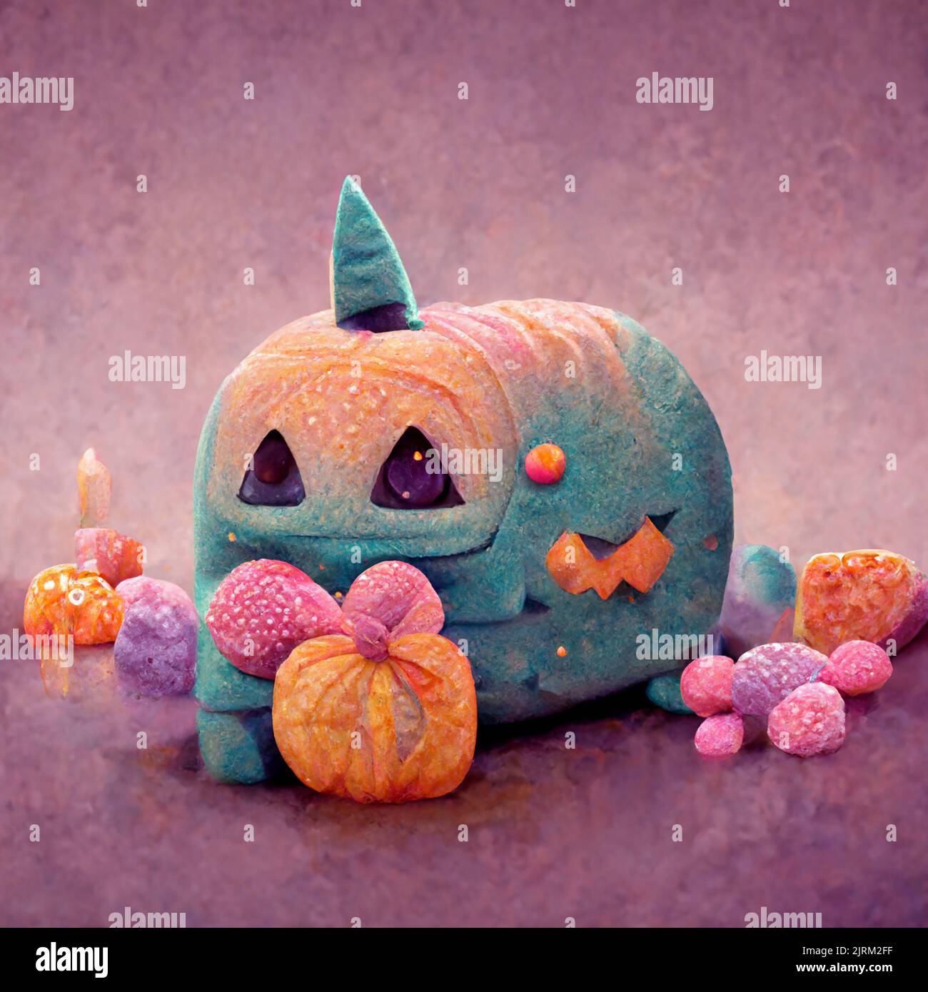 halloween cute pumpkin greeting card background Stock Photo - Alamy
