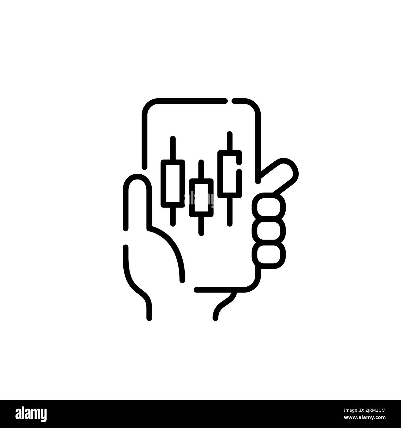 Stock trading app on smartphone. Pixel perfect, editable stroke line ...