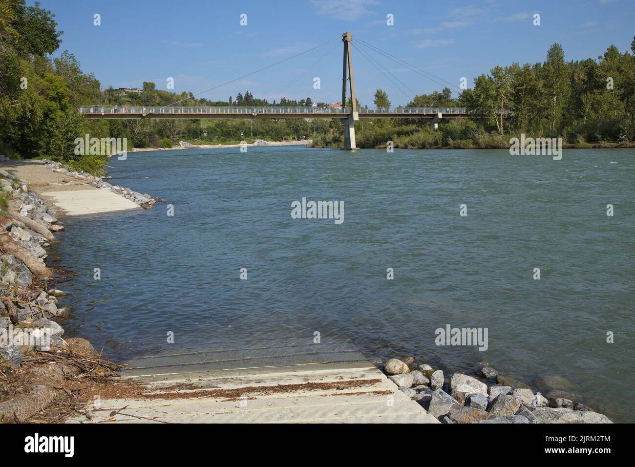 Bow River Pathway Bridge at Memorial Drive in Calgary,Alberta Province ...
