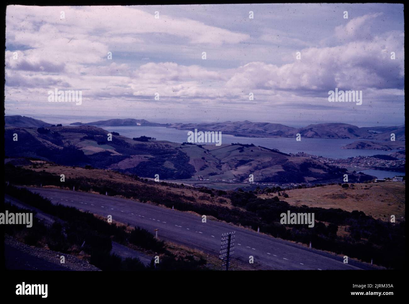 Panorama of Otago Harbour from Taiaroa Head to Bread Bay, viewed from ...