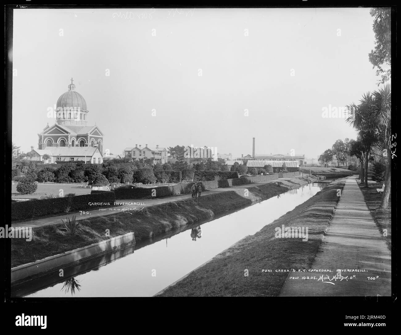 Puni Creek and Roman Catholic Cathedral, Invercargill, circa 1905 ...