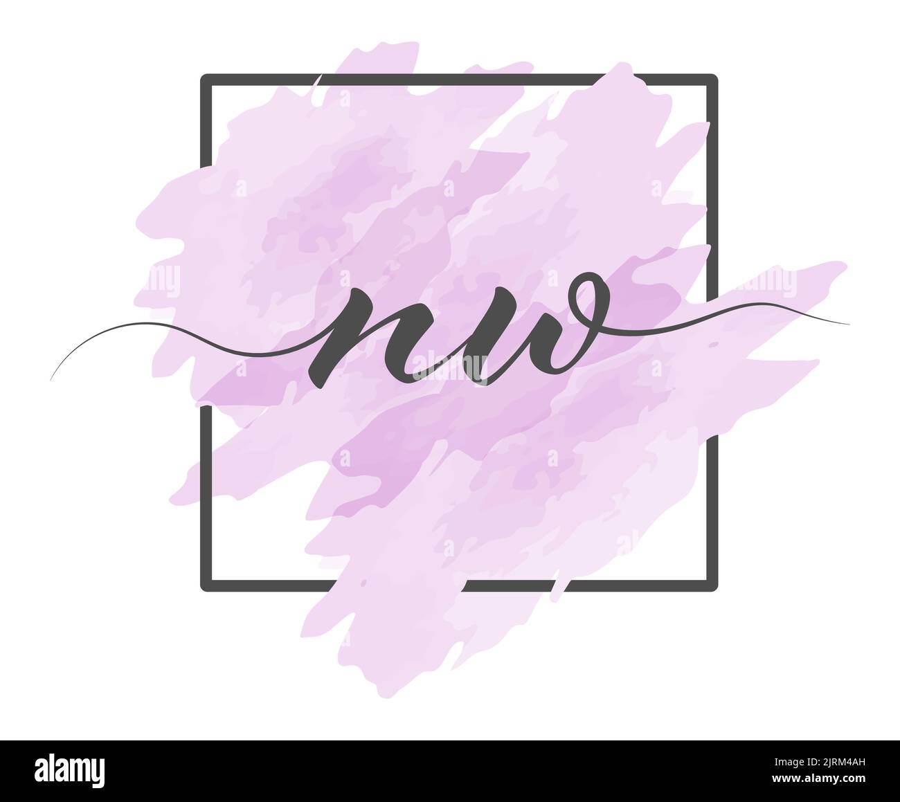 Calligraphic lowercase letters N and W are written in a solid line on a ...